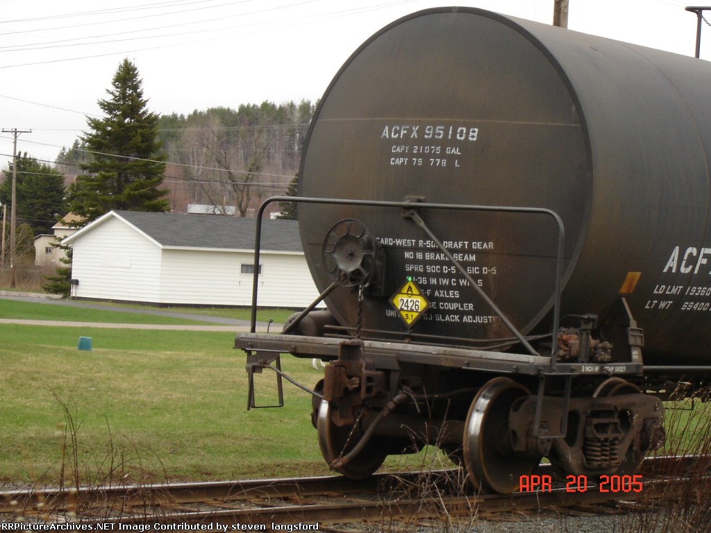 ACFX TANK CAR # 95108 AT WINTHROP JCT.